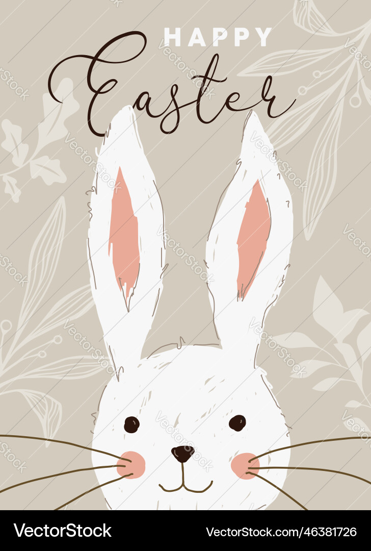 Happy easter cute rabbit cartoon in hand drawn Vector Image