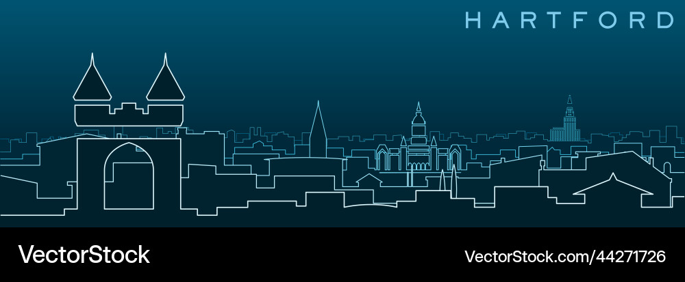 Hartford multiple lines skyline and landmarks Vector Image