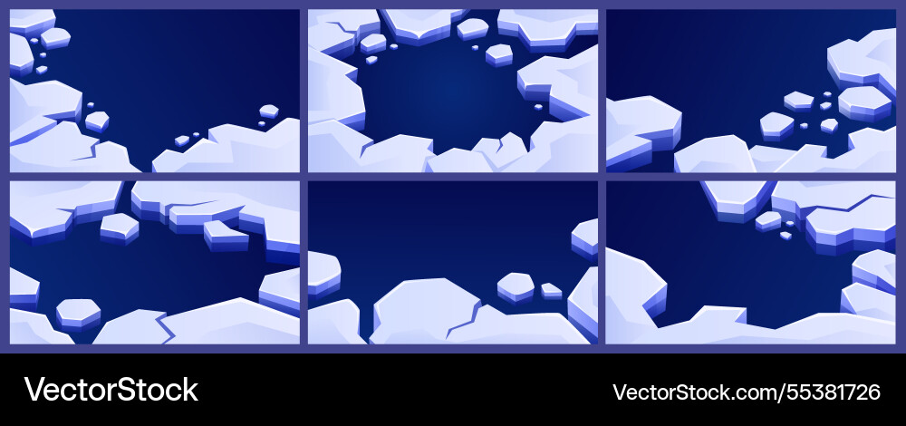 Ice floes frames cold banner template with frozen Vector Image