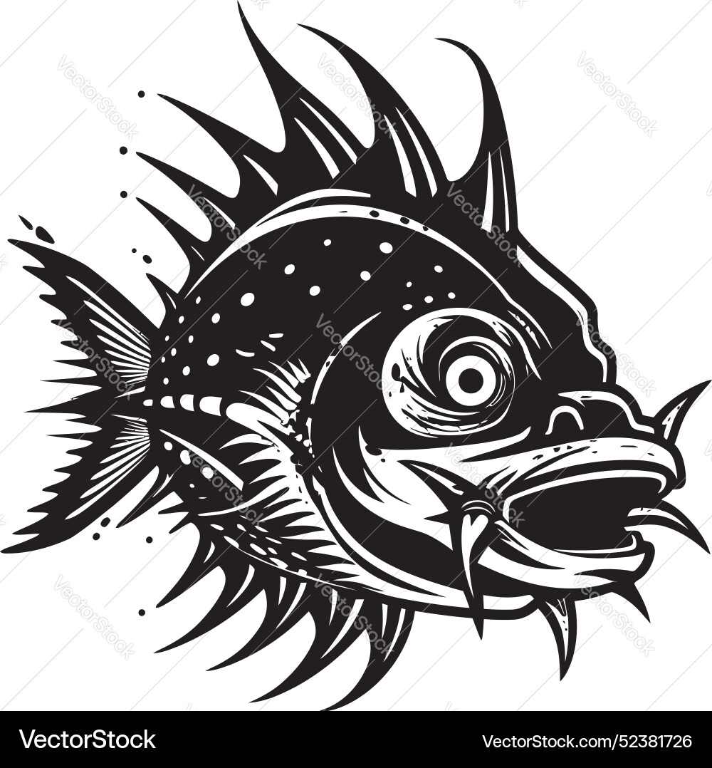 Maleficent monstrosity sinister angular fish Vector Image