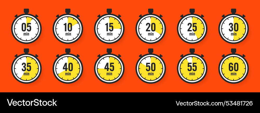 Stopwatch icons colorful simple chronometer time Vector Image