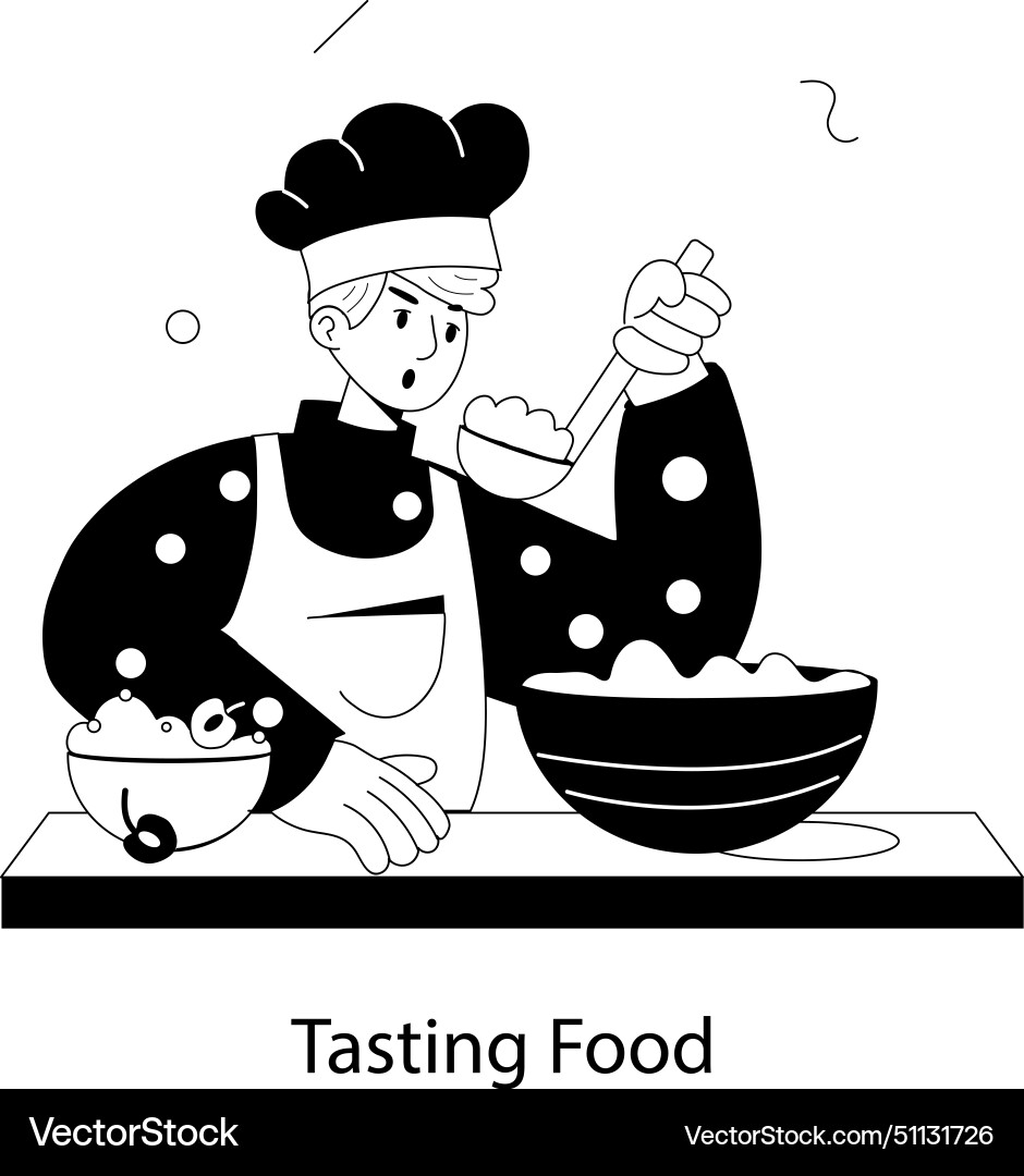 Tasting food Royalty Free Vector Image - VectorStock