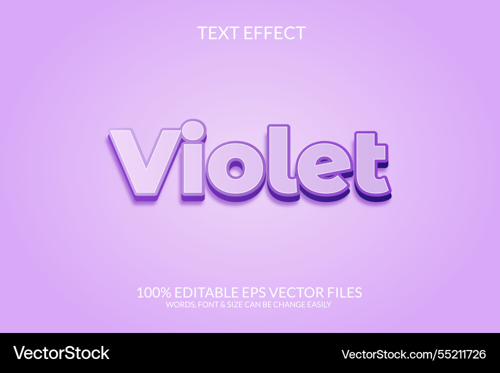Violet 3d text effect Royalty Free Vector Image