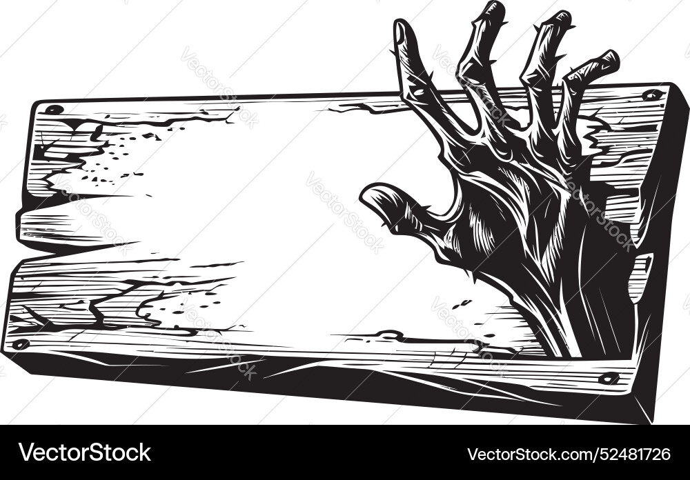 Wretched warning zombie hand holding signboard Vector Image