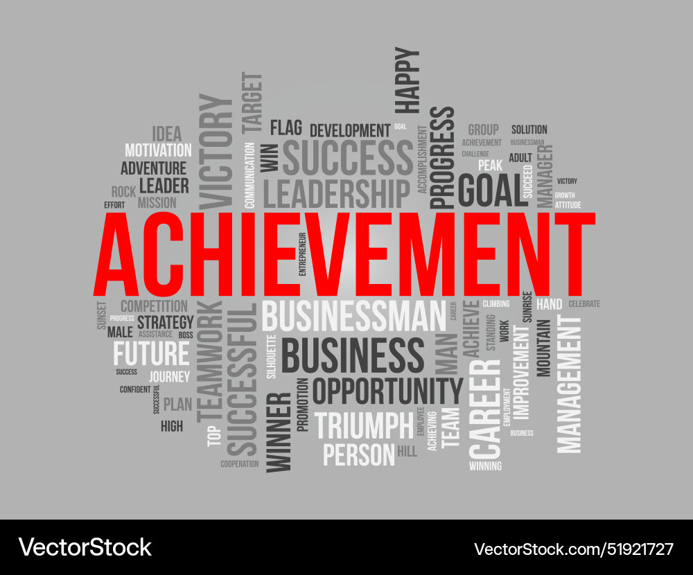 Achievement wordcloud template business concept Vector Image