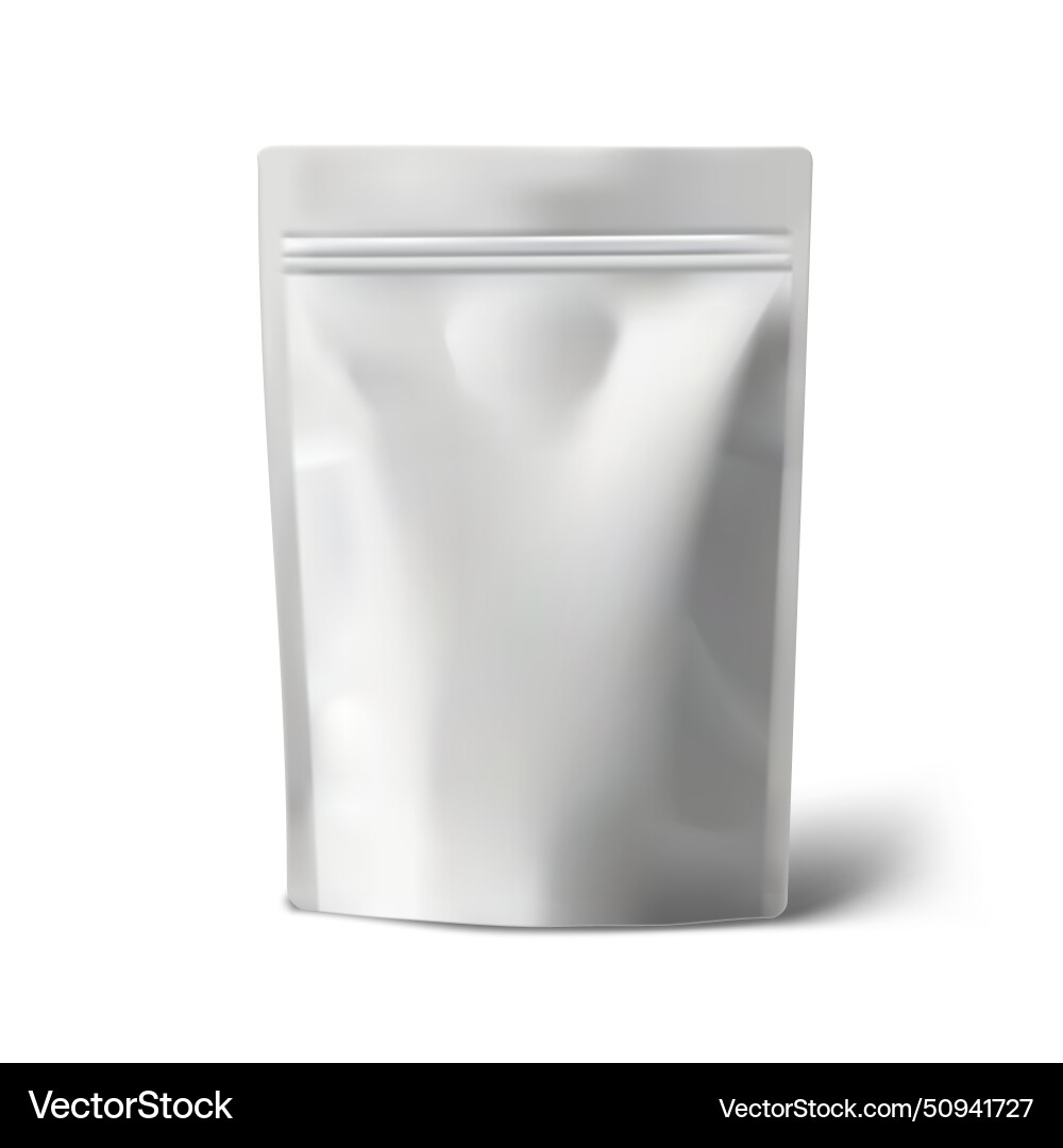 Blank snack pouch bag packaging isolated on white Vector Image