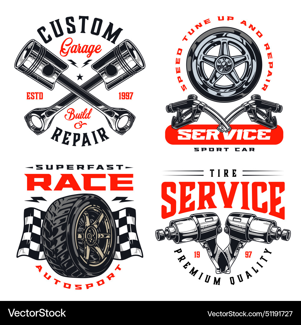 Car service colorful set posters Royalty Free Vector Image