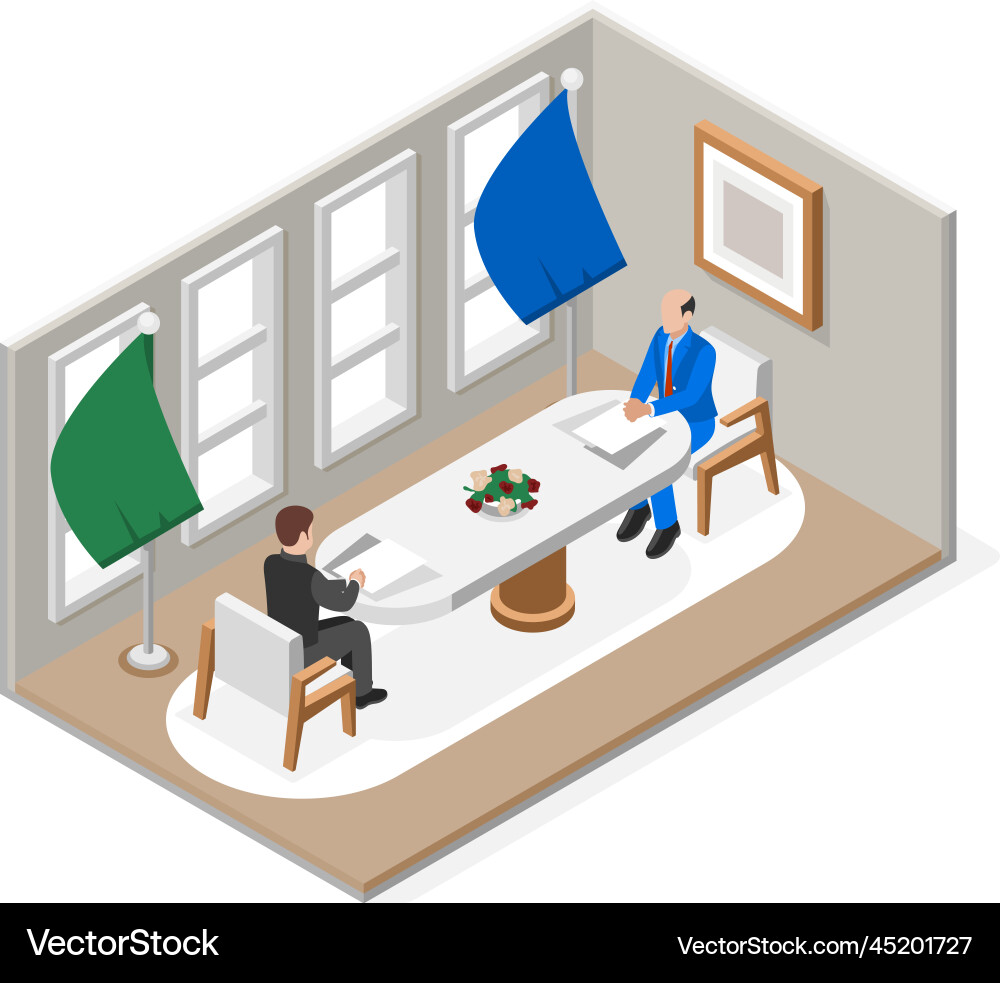 Diplomacy and diplomat isometric composition Vector Image