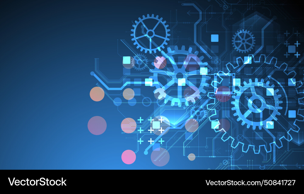 Gear wheel technology pattern on gradient Vector Image