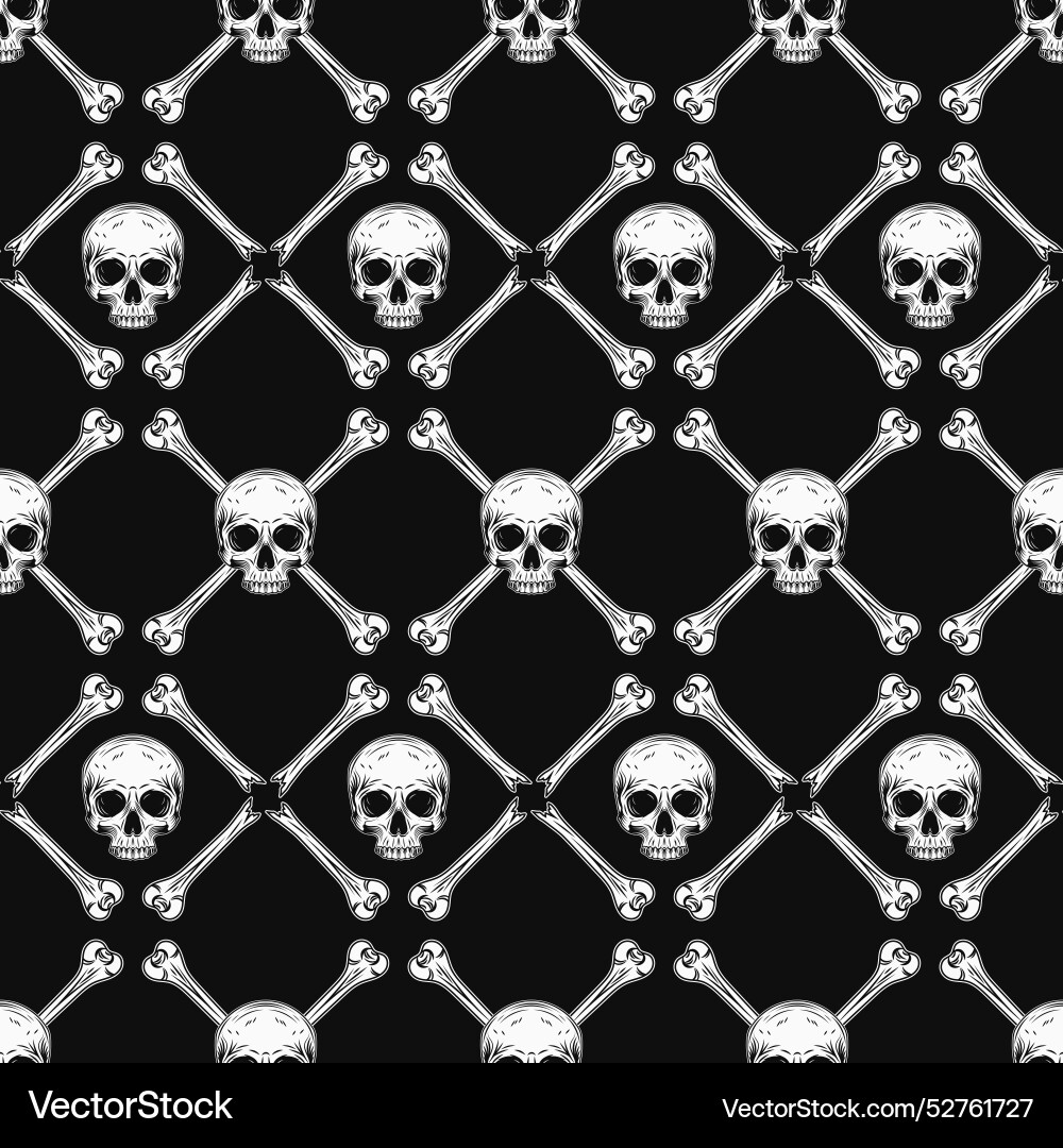 Geometric halloween pattern with skulls bones Vector Image