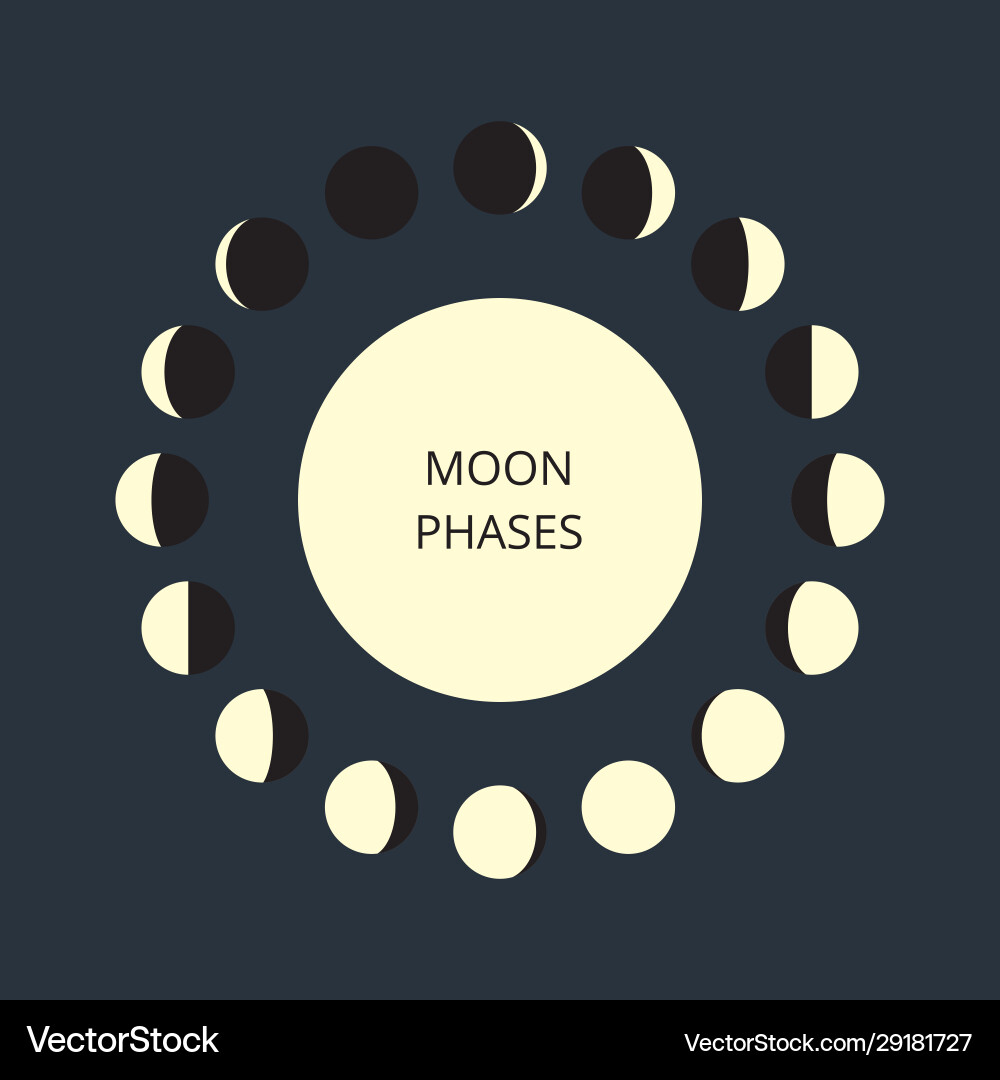 Mondphasen Icons Lizenzfreies Vektorbild - VectorStock