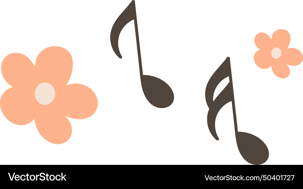 Music notes and flowers pattern Royalty Free Vector Image