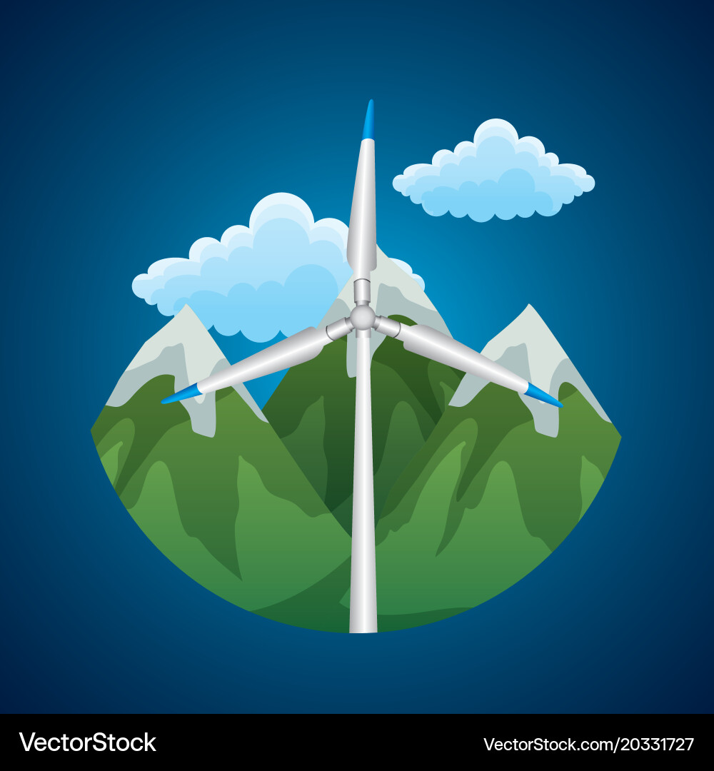 Renewable energy source wind turbine peak Vector Image