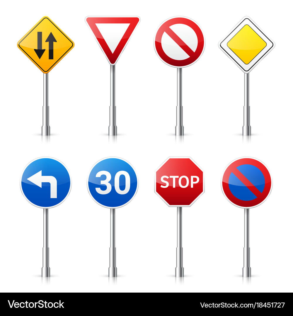 Traffic Sign Collection Royalty Free Vector Image
