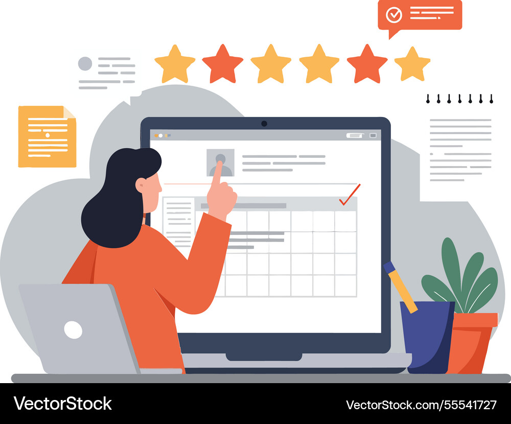 Woman reviewing a performance evaluation Vector Image