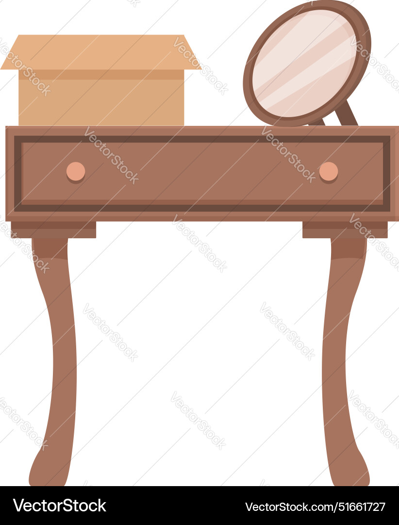 Wooden dressing table standing with cardboard box Vector Image