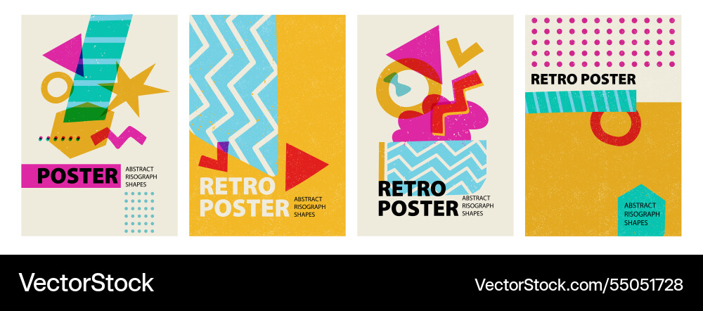 Abstract risograph posters modern riso print Vector Image