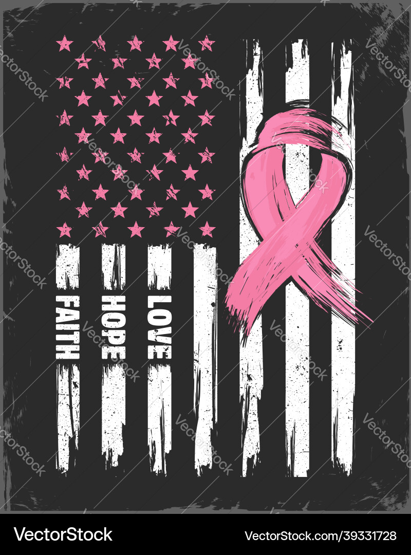 American Flag with Pink Ribbon Royalty Free Vector Image