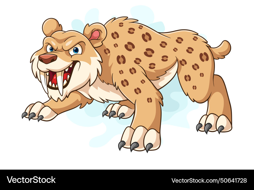 Cartoon angry saber tooth tiger Royalty Free Vector Image