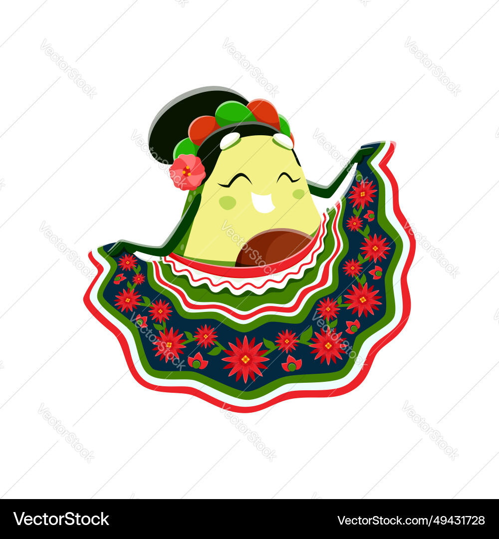 Cartoon mexican dancing avocado character Vector Image