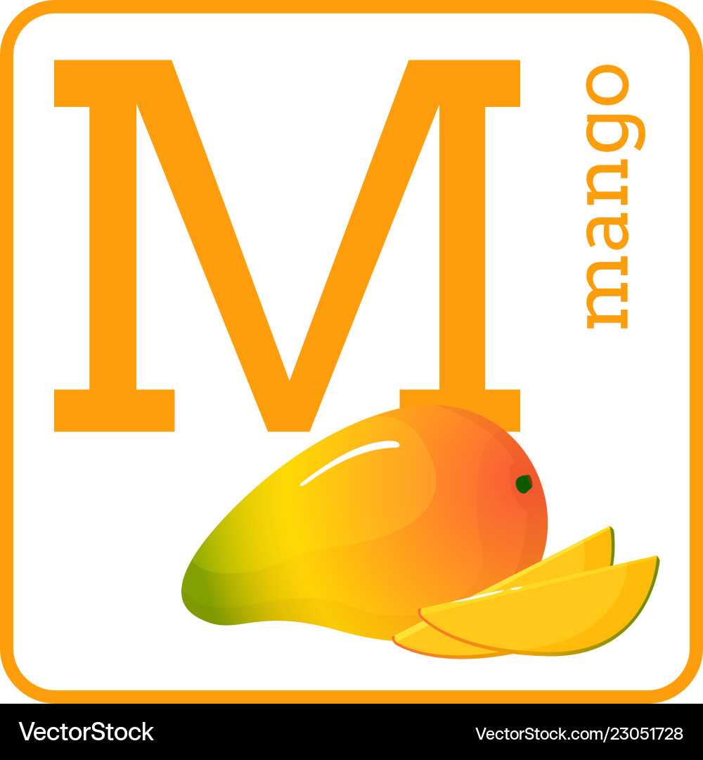 Cute Alphabet Letter M - Mango Fruit Royalty Free Vector