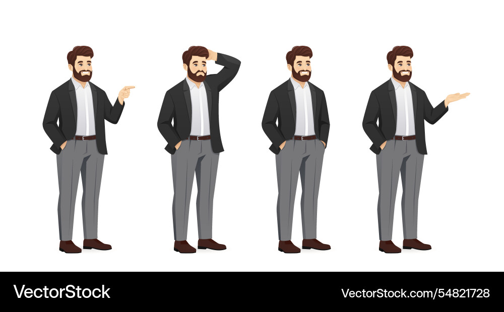 Handsome business man set Royalty Free Vector Image