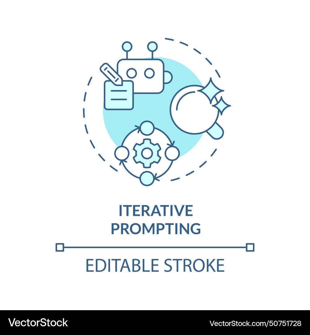 Iterative prompting soft blue concept icon Vector Image Iterative prompting soft blue concept icon Vector Image