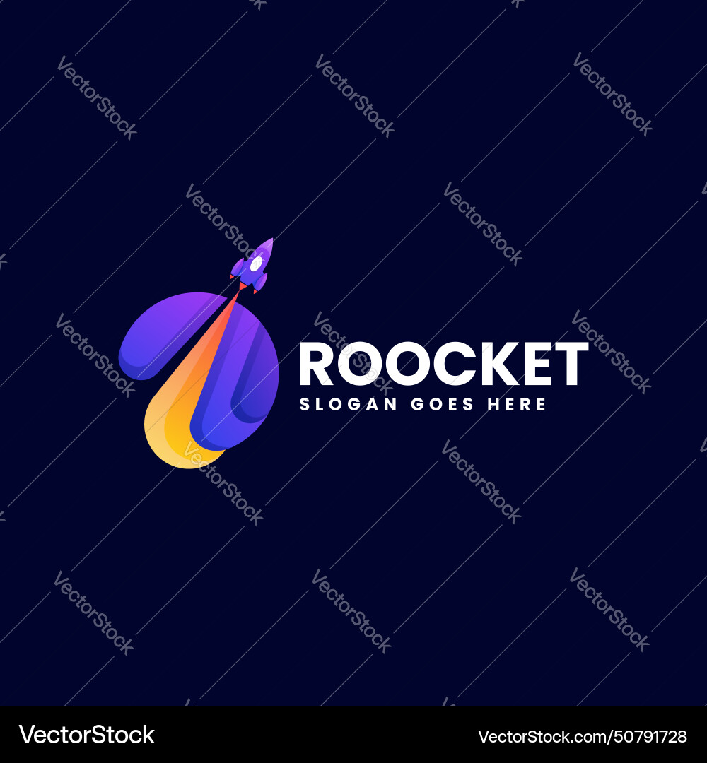 Logo rocket gradient colorful style Royalty Free Vector