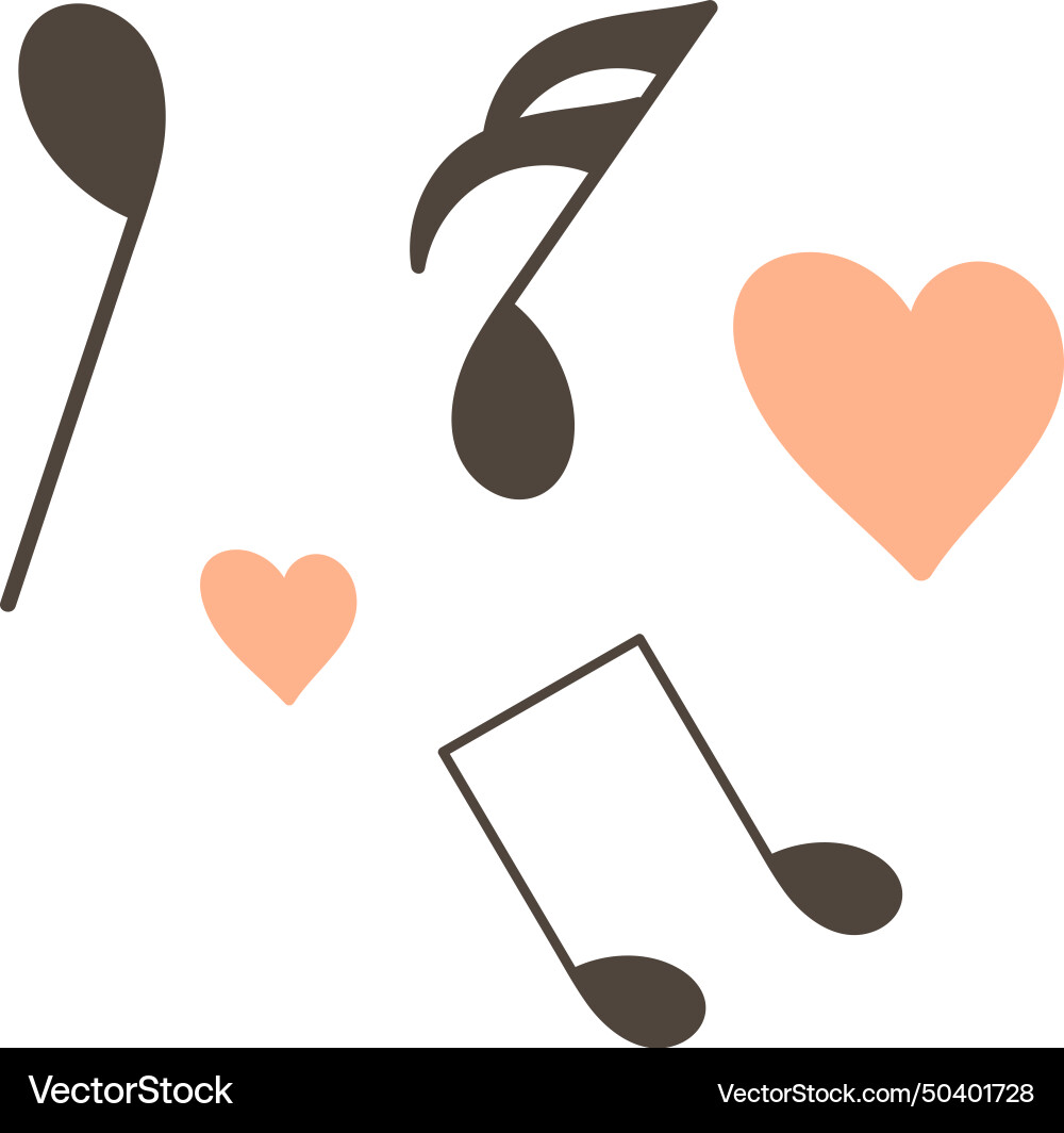 Music notes with hearts Royalty Free Vector Image