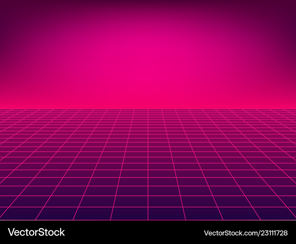 Retro Neon Grid Floor Royalty Free Vector Image