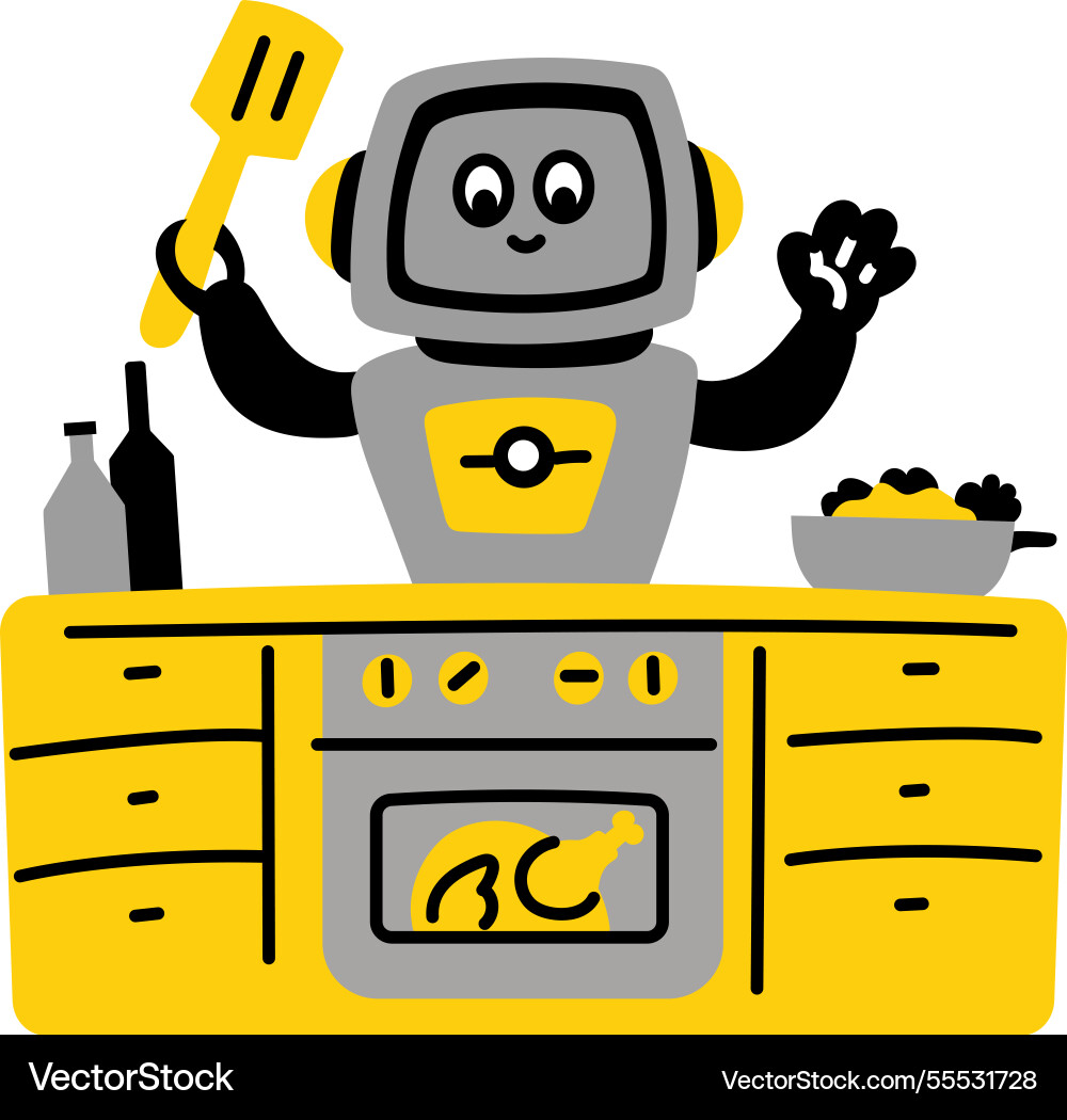Robot cooking Royalty Free Vector Image - VectorStock