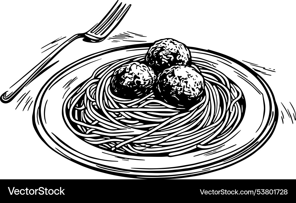Spaghetti and meatballs Royalty Free Vector Image