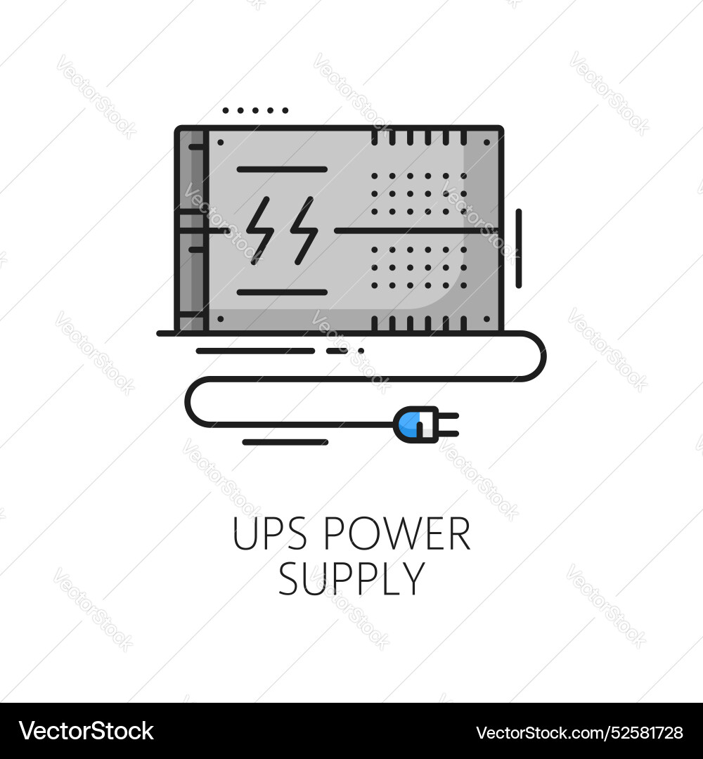 Ups power supply software color thin line icon Vector Image