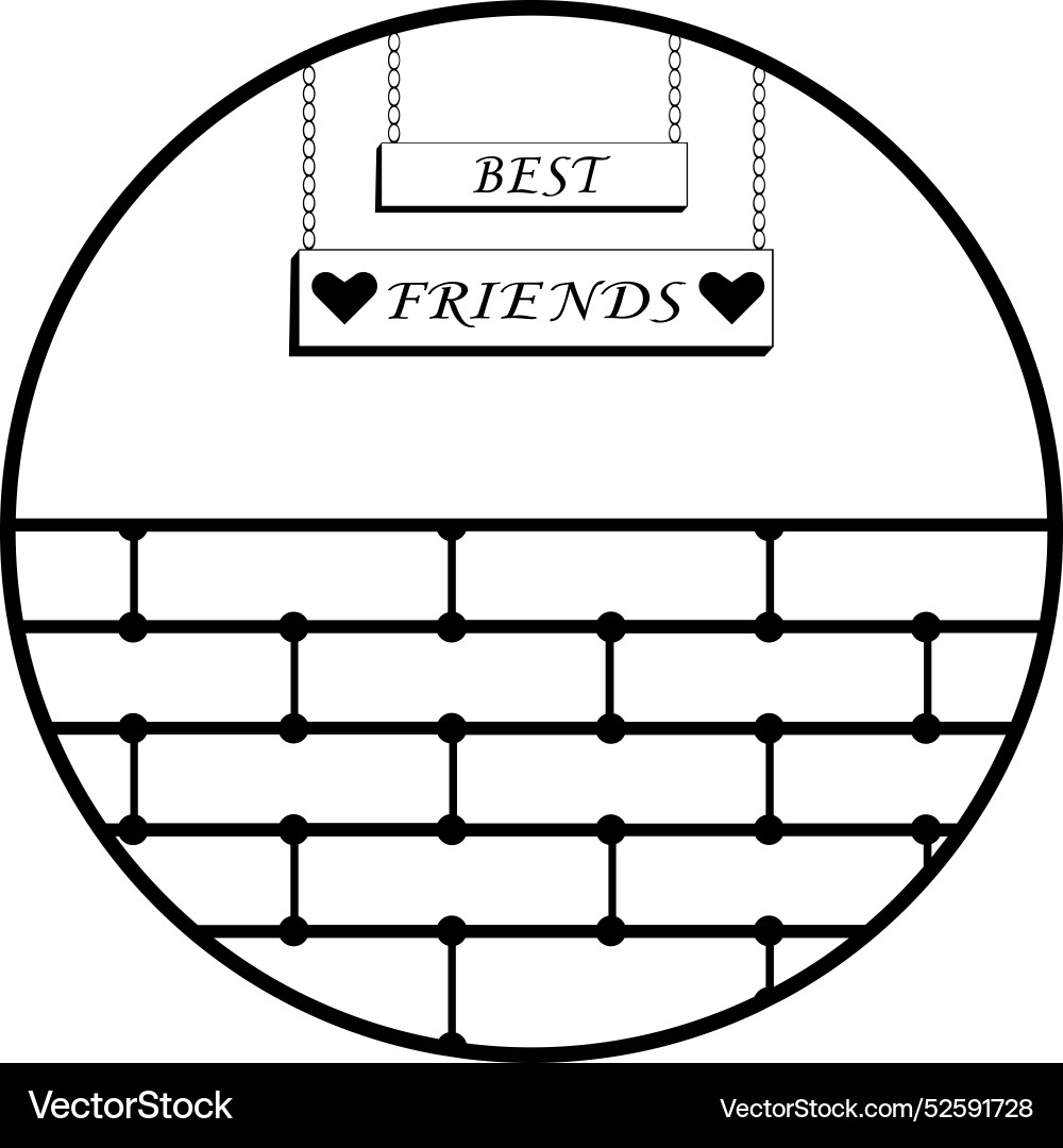 Warm friends joy circular brick wall art Vector Image