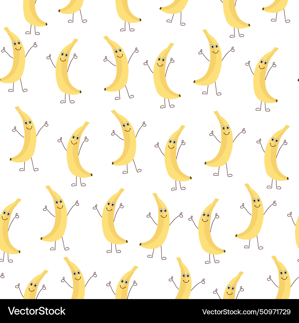Banana comic characters seamless pattern Vector Image
