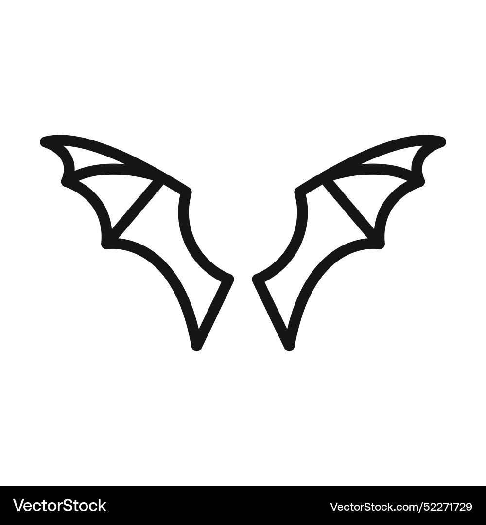 Bat wing icon black line art logo Royalty Free Vector Image