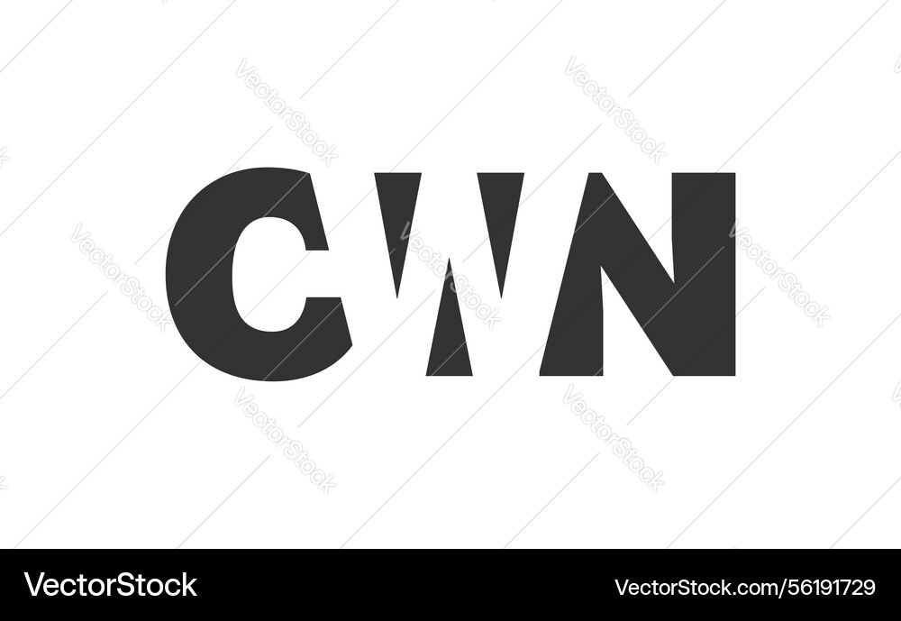 Cwn logo design initial letter c w n bold font Vector Image