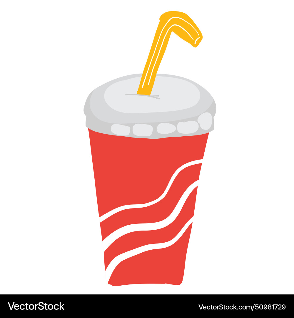 Fast food drink cup with straw flat Royalty Free Vector