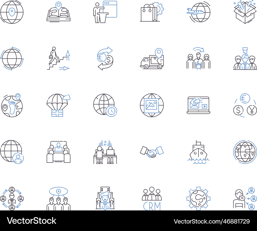 Foreign trade line icons collection import Vector Image