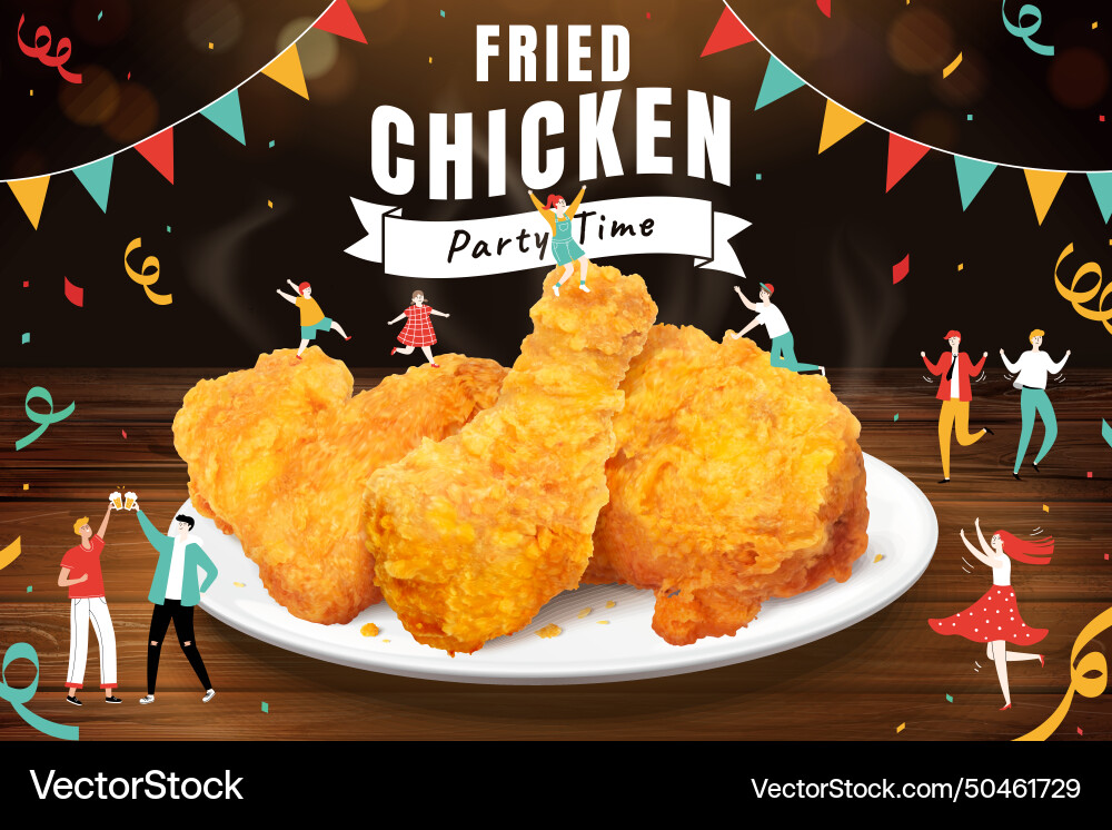 Fried chicken party ad Royalty Free Vector Image