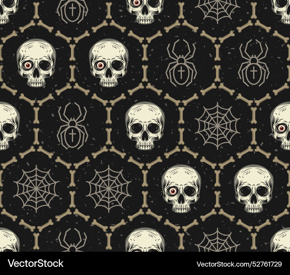 Geometric halloween pattern with bones skull Vector Image