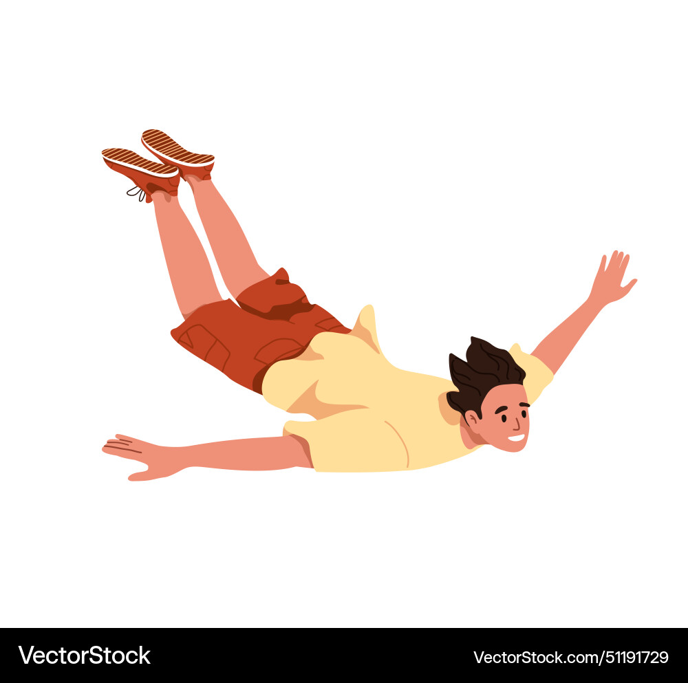 Happy man falling down in free flight person Vector Image