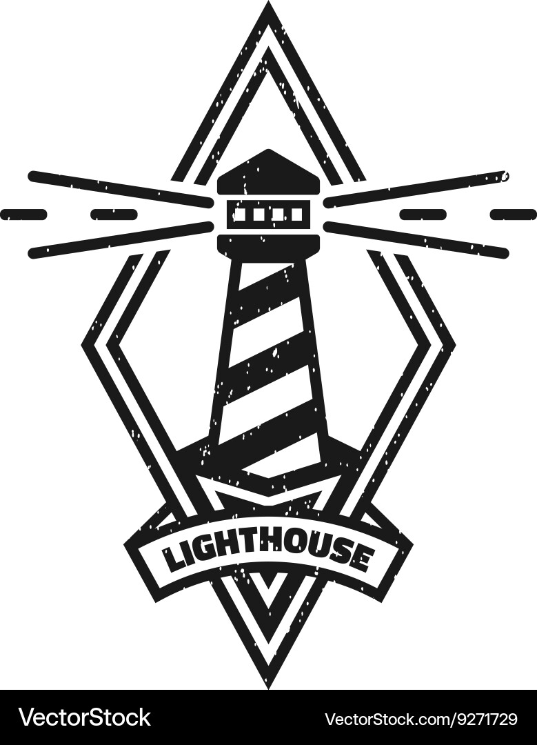 Lighthouse logo vintage monochrome style Vector Image