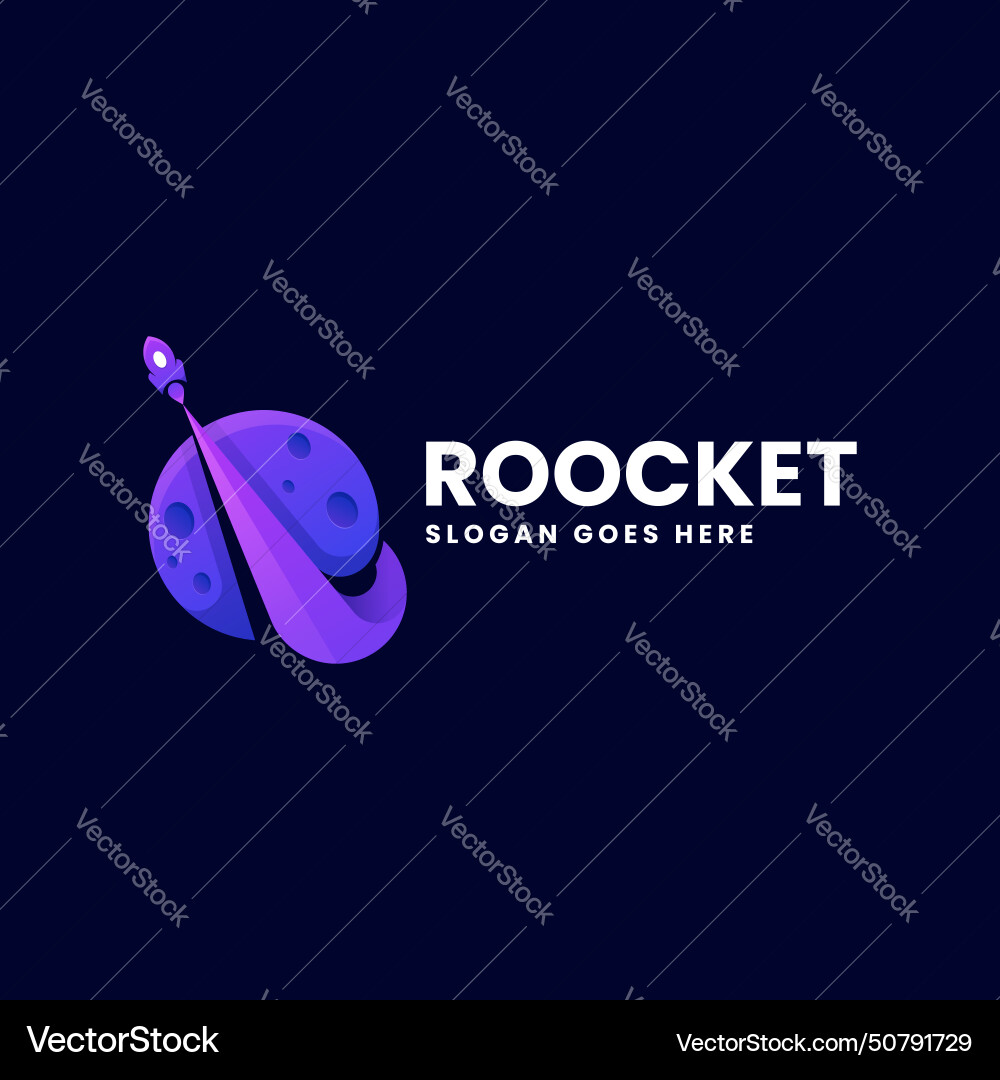 Logo rocket gradient colorful style Royalty Free Vector