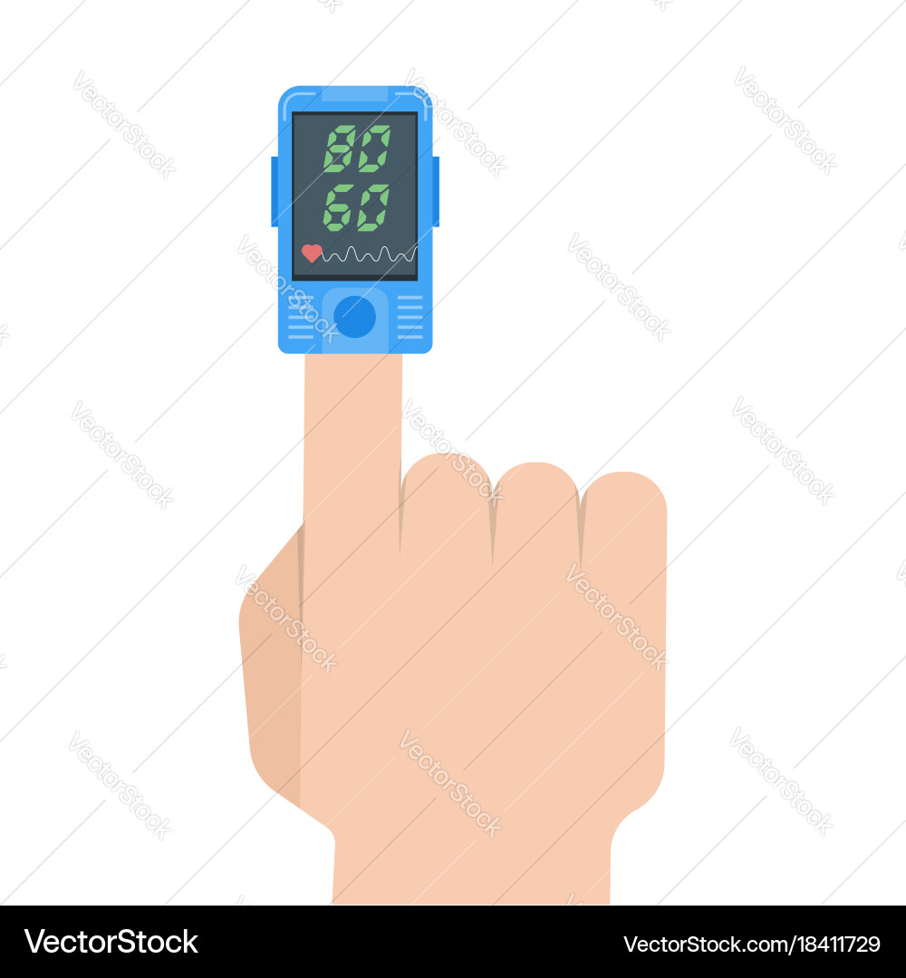 Pulse oximeter icon measurement determining Vector Image