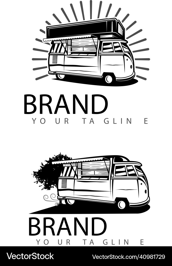 Vintage food van logo Royalty Free Vector Image