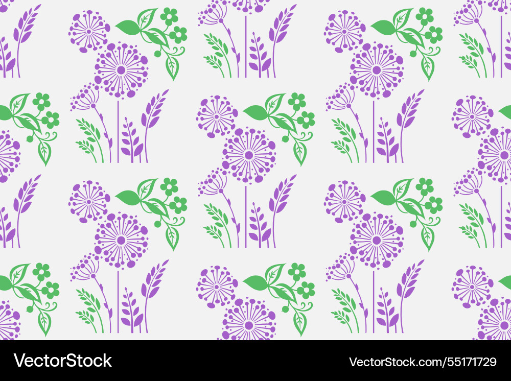Whimsical floral element spiral seamless pattern Vector Image