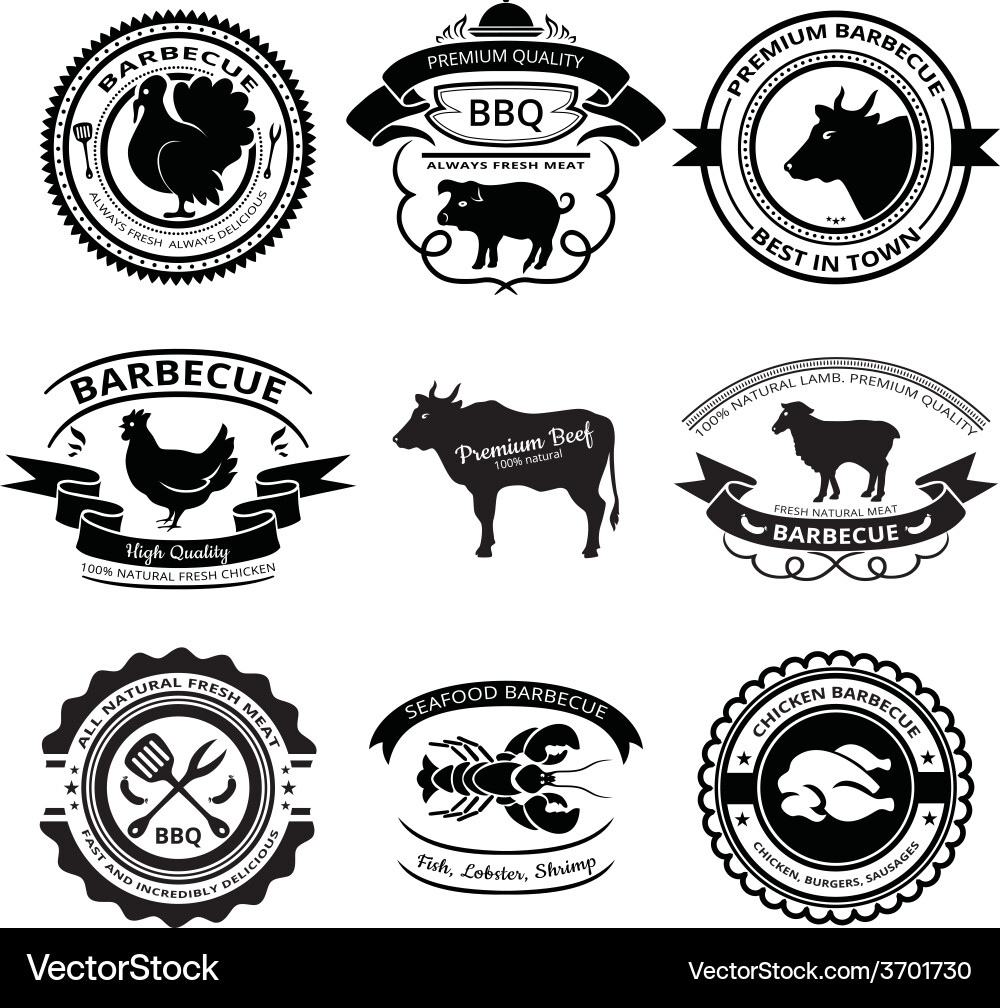 Bbq labels Royalty Free Vector Image - VectorStock