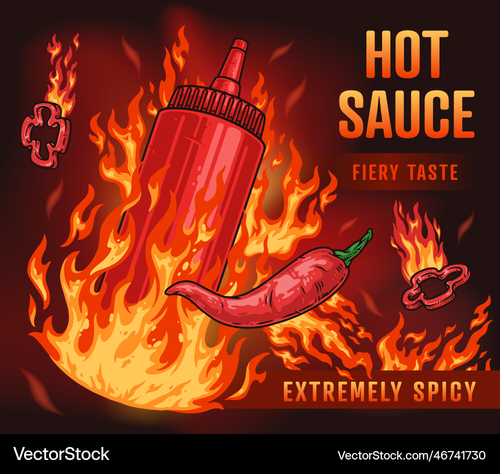 Hot sauce colorful detailed flyer Royalty Free Vector Image