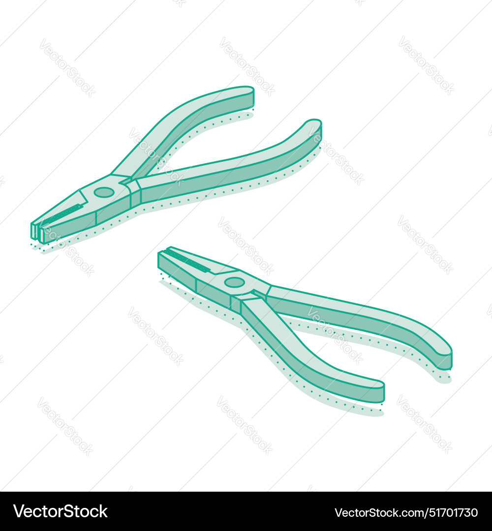 Isometric pliers outline object on white Vector Image